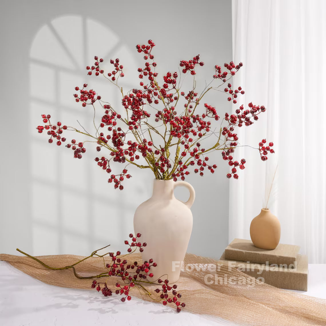 Faux Cranberry Branch Bouquet - Red – Flower Fairyland